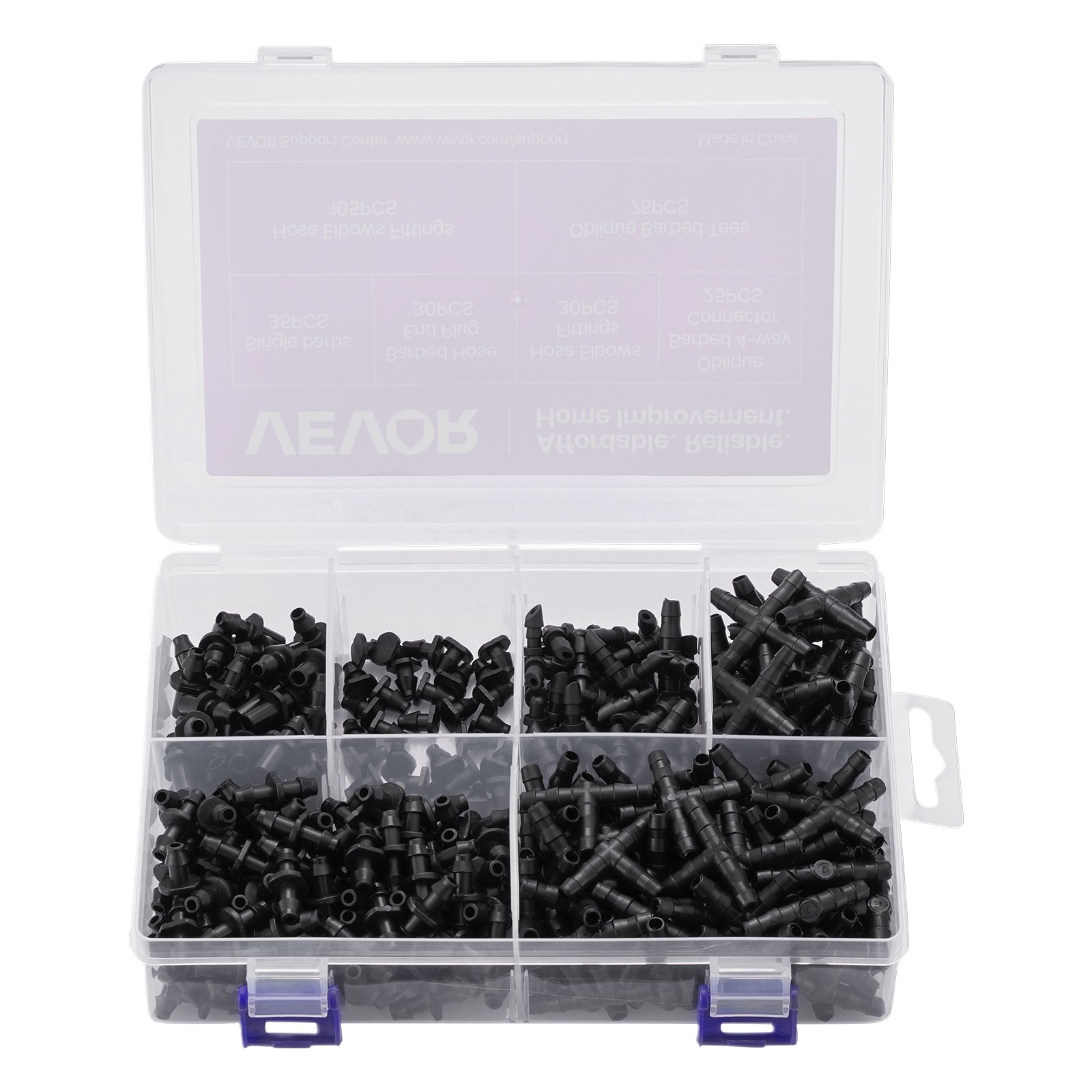 VEVOR Drip Irrigation Fittings Kit for 1/4" Tubing, 300 Pcs Drip ...