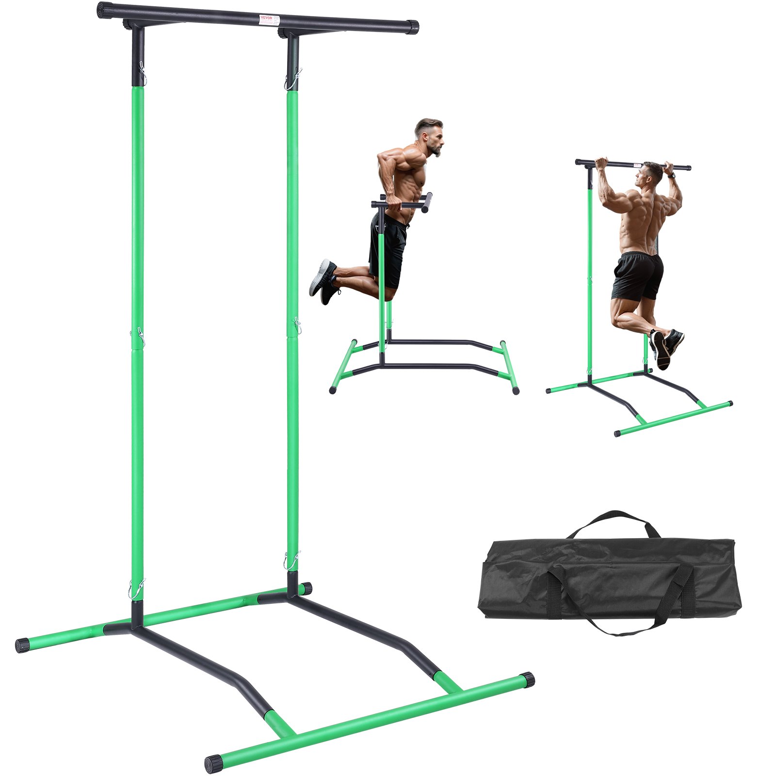 VEVOR Power Tower Dip Station, 2-Level Height Adjustable Pull Up Bar ...