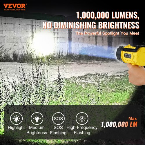 USB Super Bright Rechargeable Spotlight Flashlight 1000,000LM ...