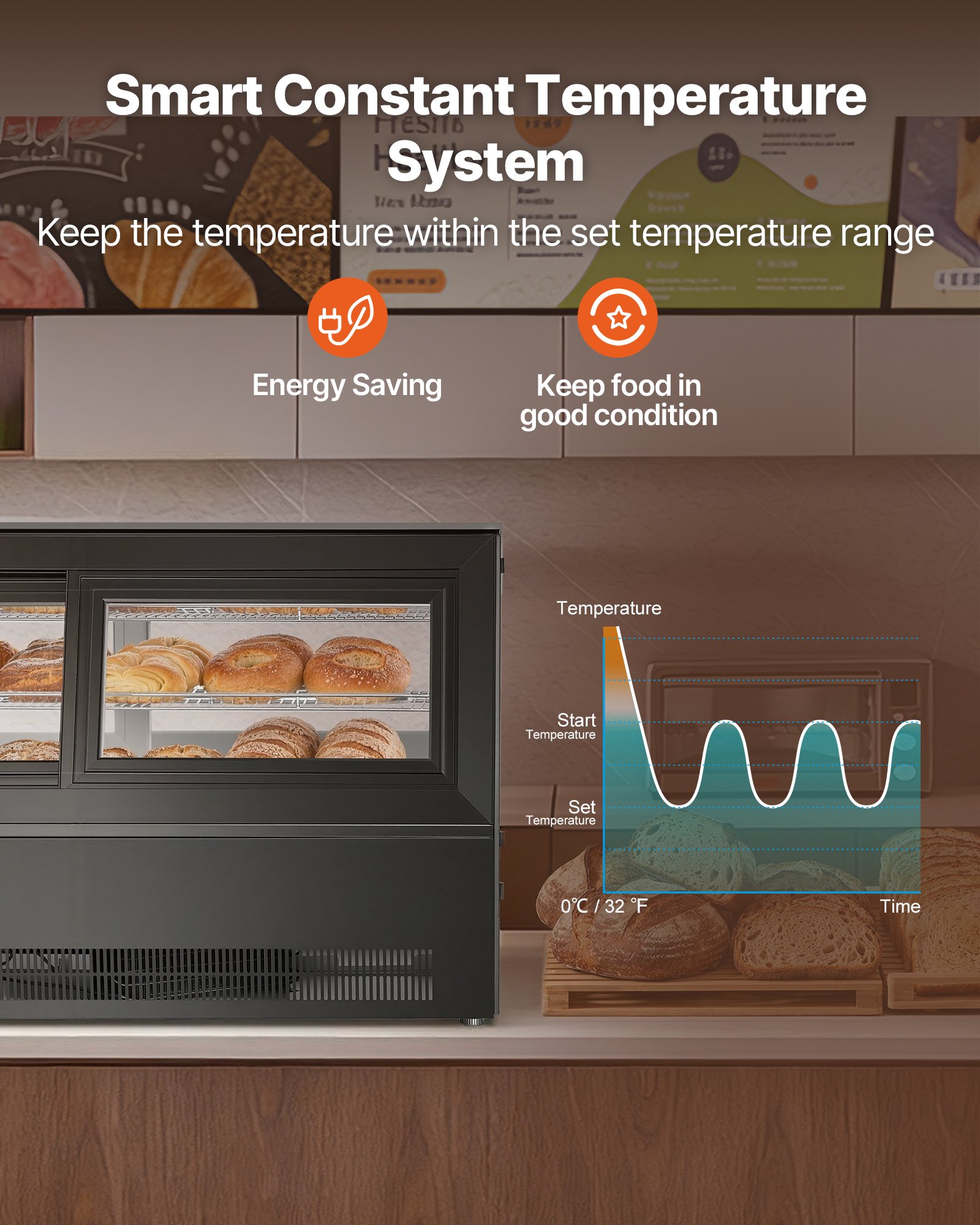 VEVOR Refrigerated Display Case, 7.1 Cu.Ft./190L Countertop Pastry ...