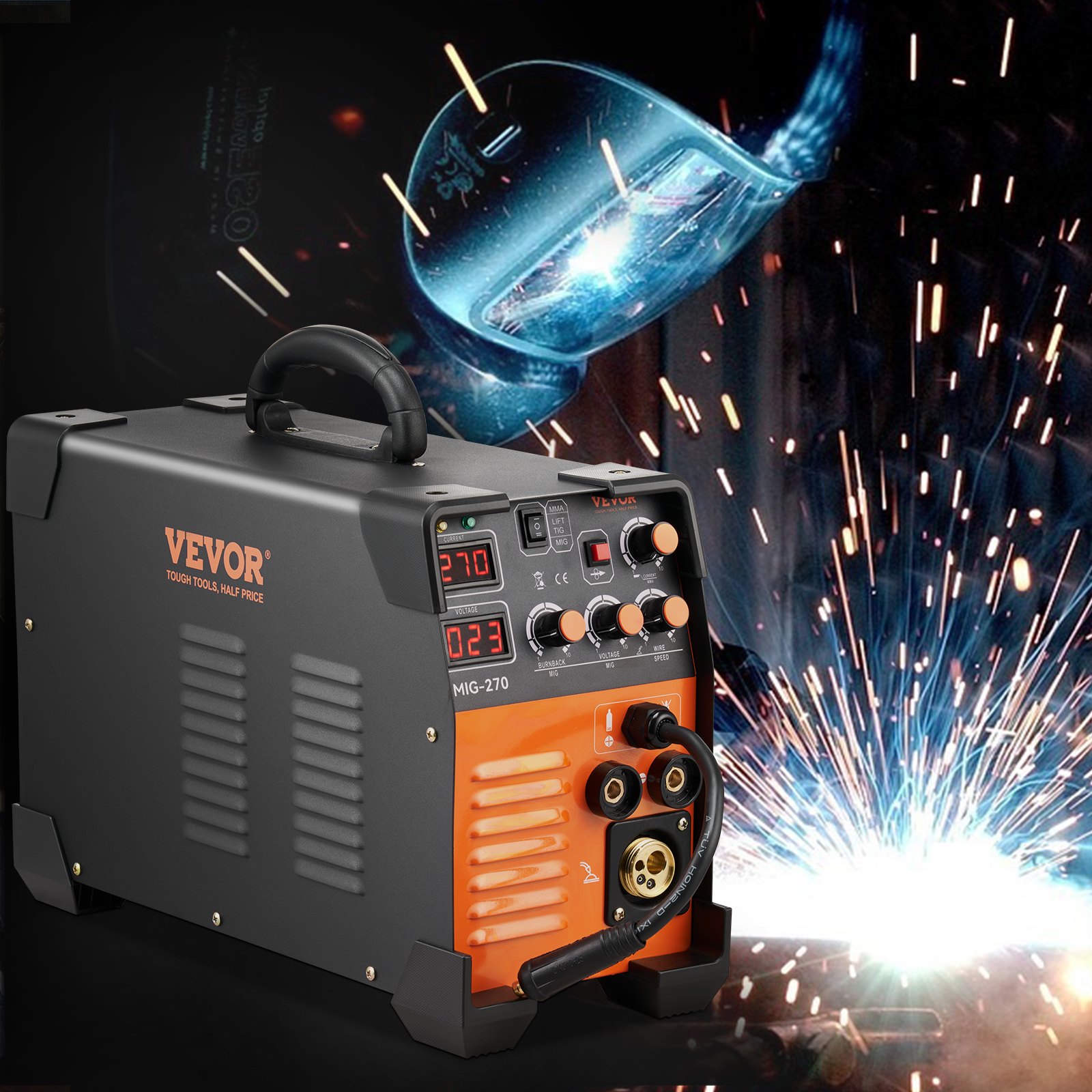 VEVOR MIG Welder, 3 in 1 Welder Welding Machine, 270 Amp MIG Lift TIG ...