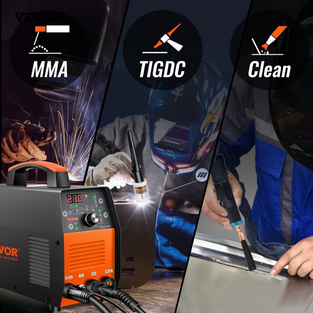 VEVOR 210Amp TIG Welder, Welder TIG 3 in 1, 110/220V Dual Voltage HF ...
