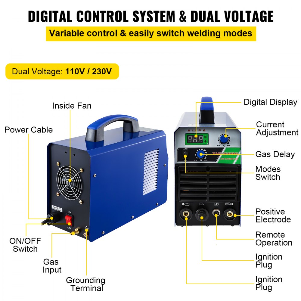 TIG-160DC, 160 Amp TIG Torch Stick ARC DC Inverter Welder IGBT 110/220V ...