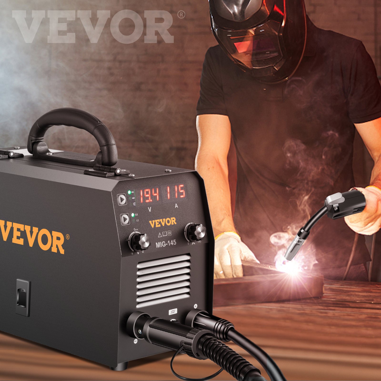 VEVOR Soldadora VEVOR 145Amp MIG, máquina de soldadura 3 en 1, máquina de soldadura de alambre ...