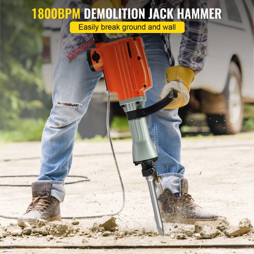 VEVOR Demolition Jack Hammer Concrete Breaker 3600W Electric Hammer 4 Chisel Bit