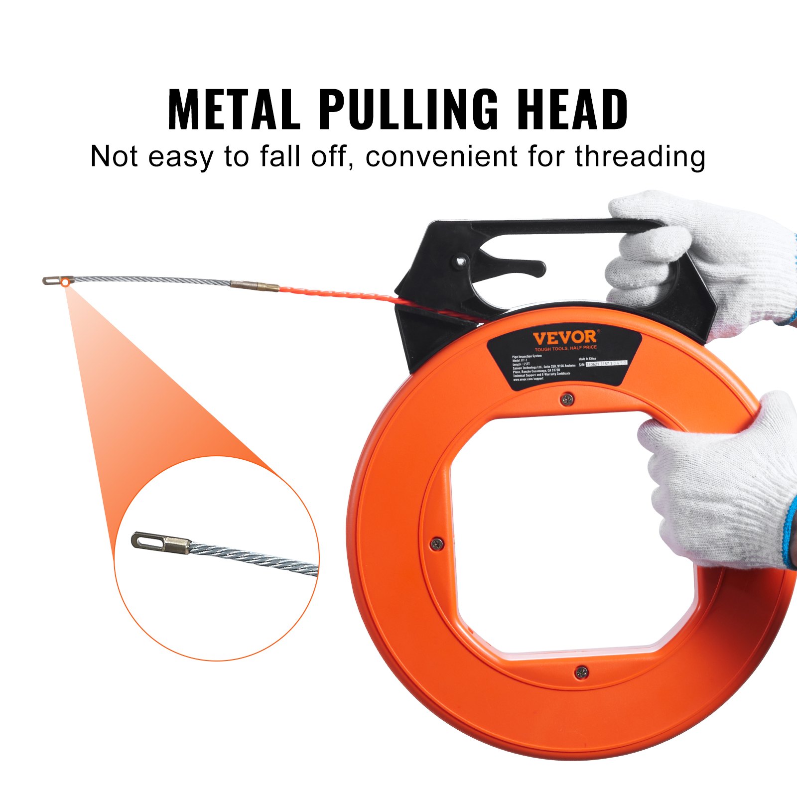 VEVOR Fish Tape, 125-foot, 3/16-inch, PET Wire Puller with Optimized ...