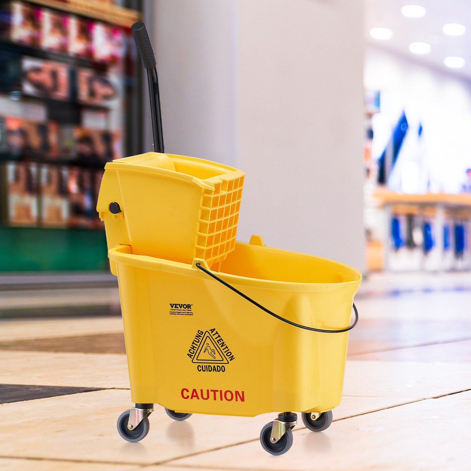 VEVOR Mop Bucket with Wringer, 35 Qt. Commercial Mop Bucket with Side ...