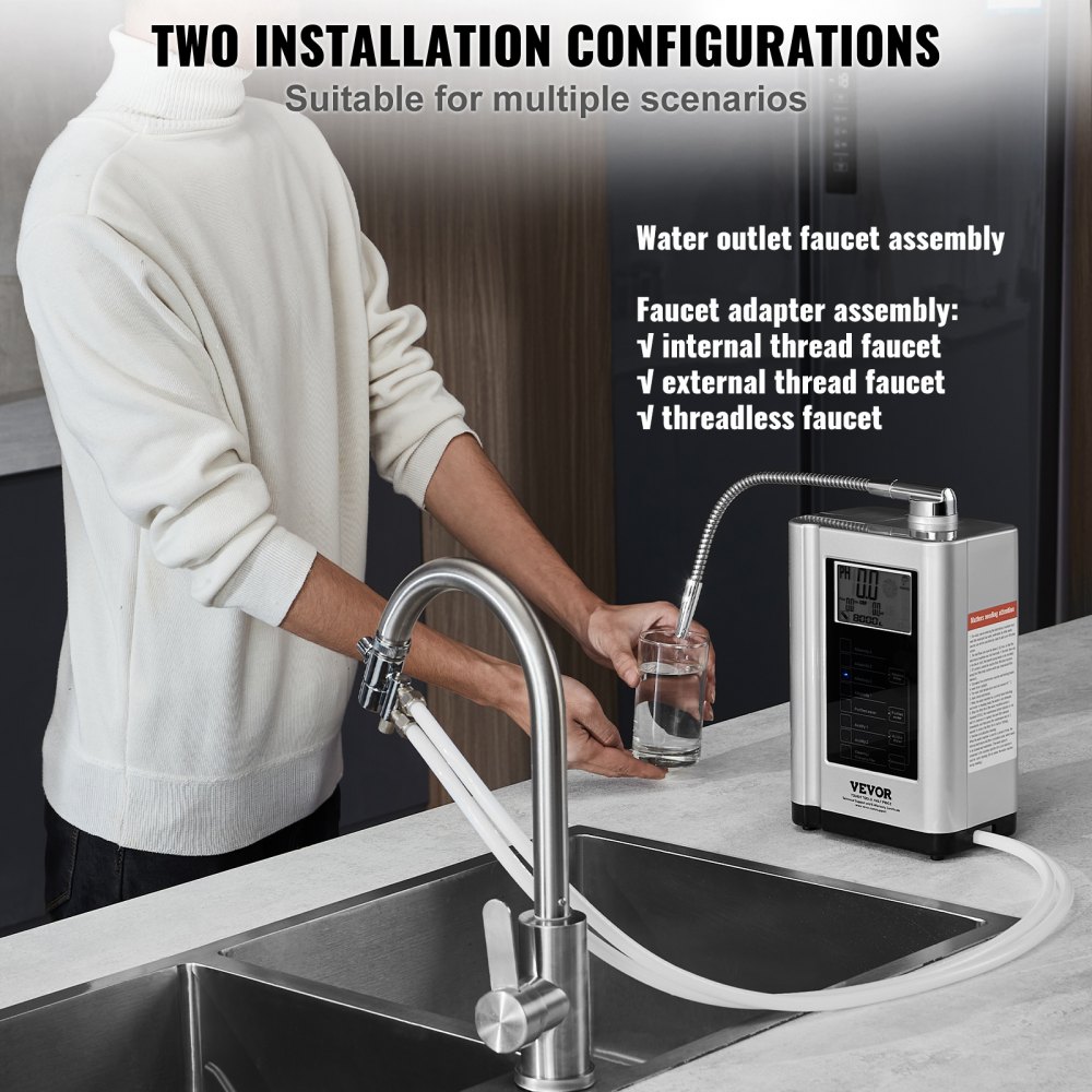 VEVOR Alkaline Water Ionizer Machine, pH 3.5-10.5 Alkaline Acidic ...