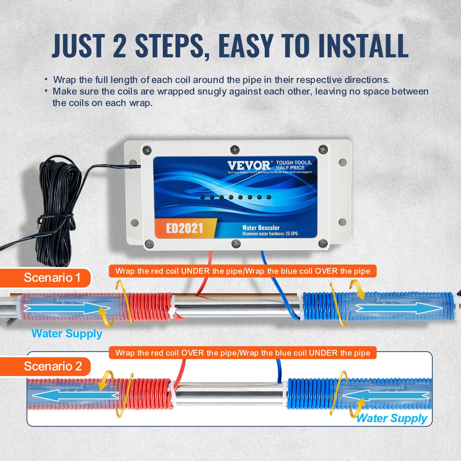 VEVOR Electronic Water Descaler System, Whole House Salt Free Descaler ...