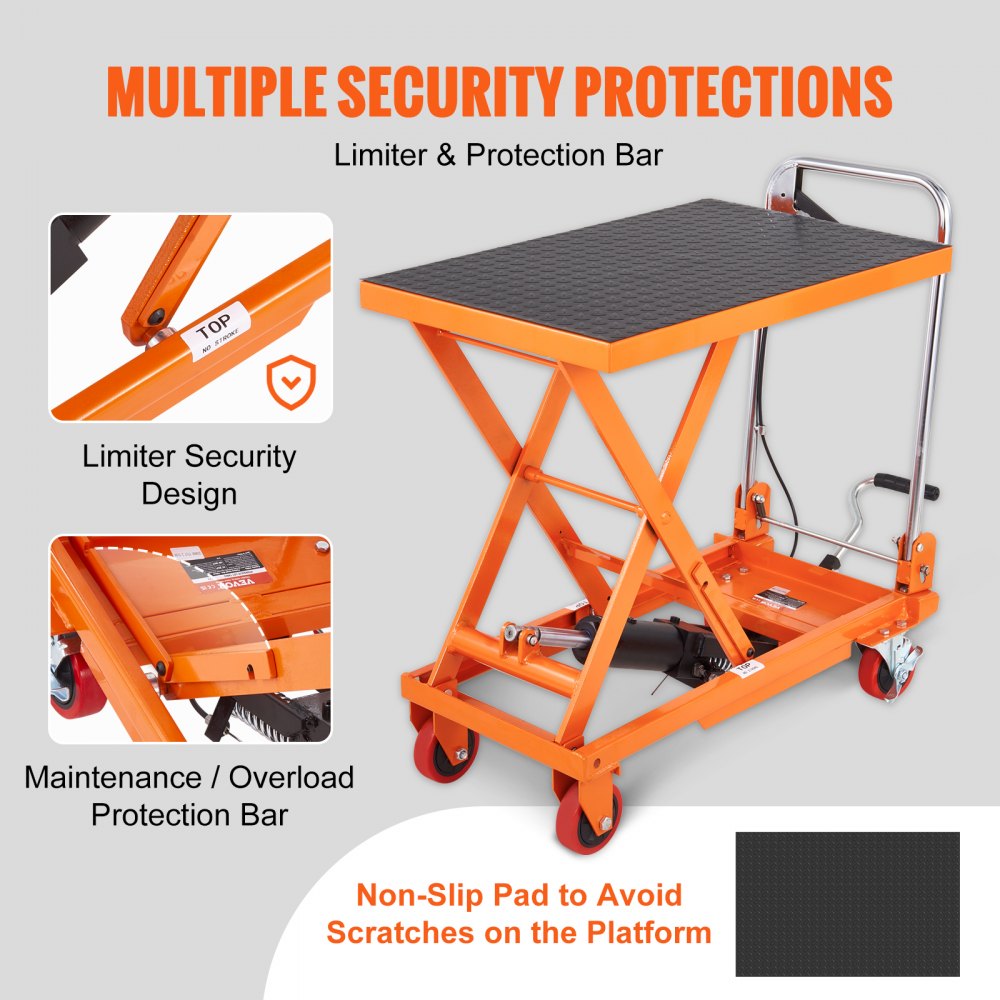 VEVOR Hydraulic Lift Table Cart, 330lbs Capacity 28.5" Lifting Height ...