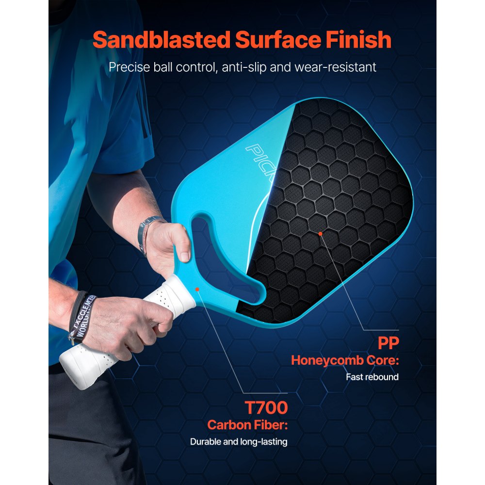 VEVOR Pickleball Paddle with Aero Throat, T700 Carbon Fiber Surface ...