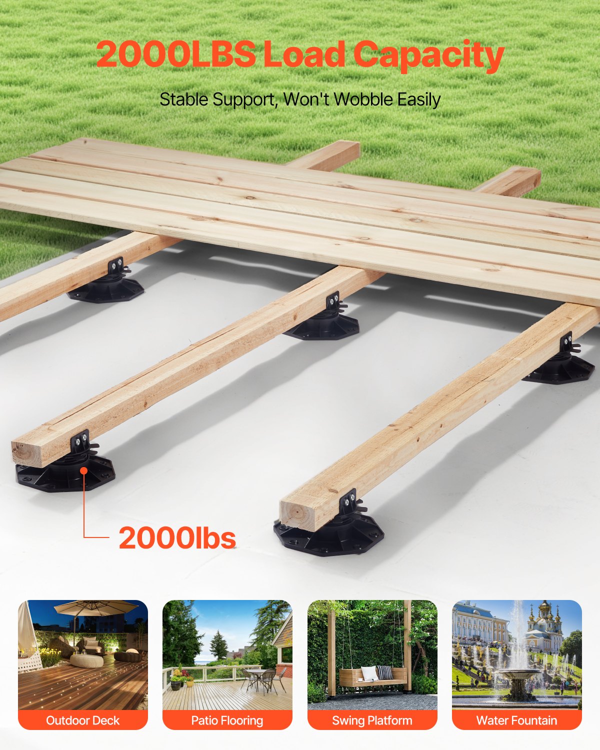 VEVOR Adjustable Base For Outdoor Deck - 12pcs Deck Support