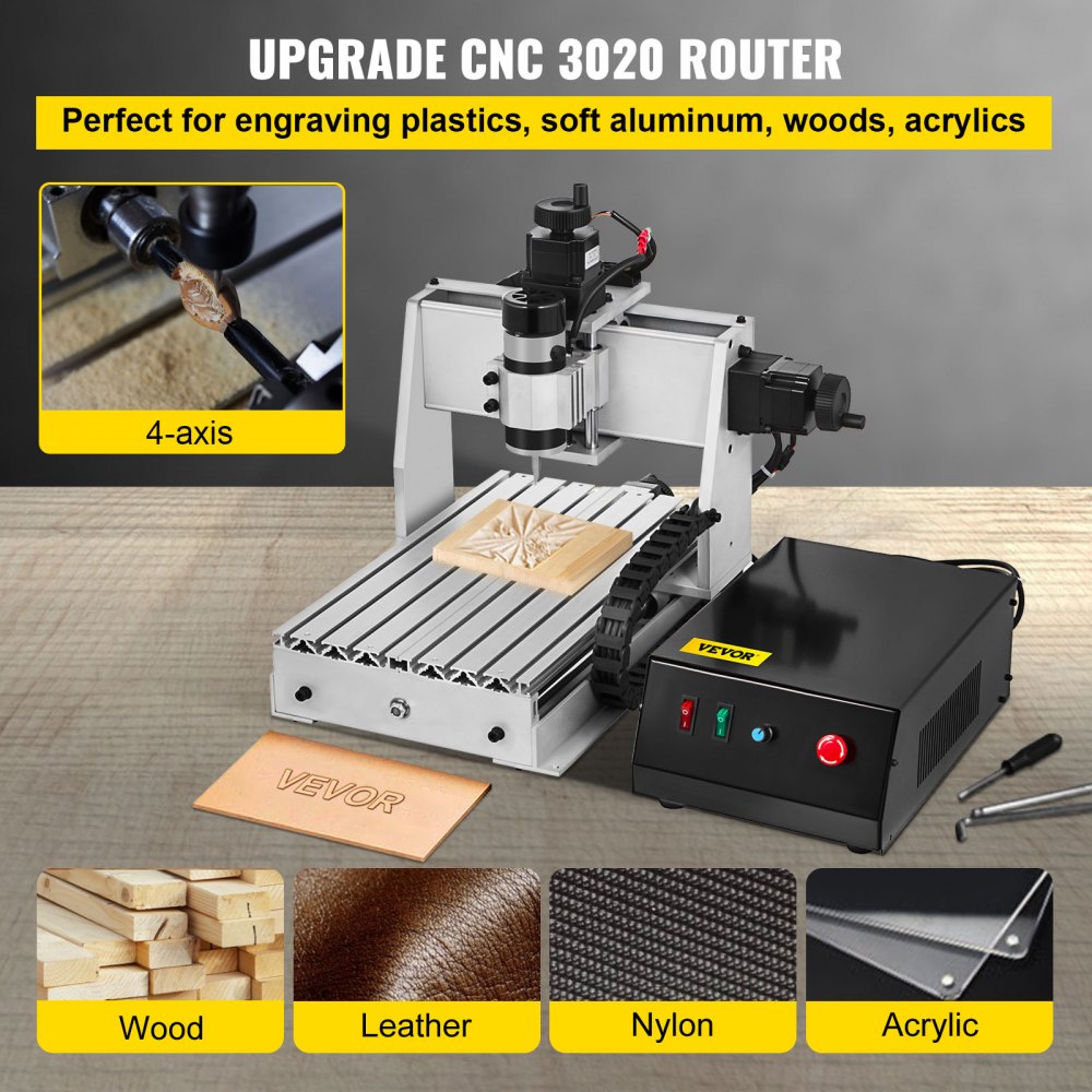 VEVOR CNC Router Engraver Kit 3020 CNC Router 4 Axis USB Port CNC ...