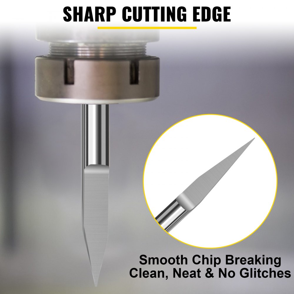 VEVOR 20PCs CNC Bits 1/8"(3.175mm) Shank CNC Router End Mill 0.1mm Tip ...