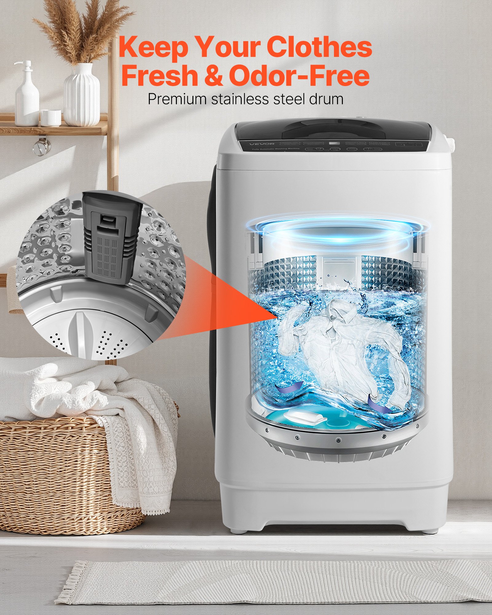 VEVOR Portable Washing Machine, Portable Washer 1.3 cu.ft with LED ...