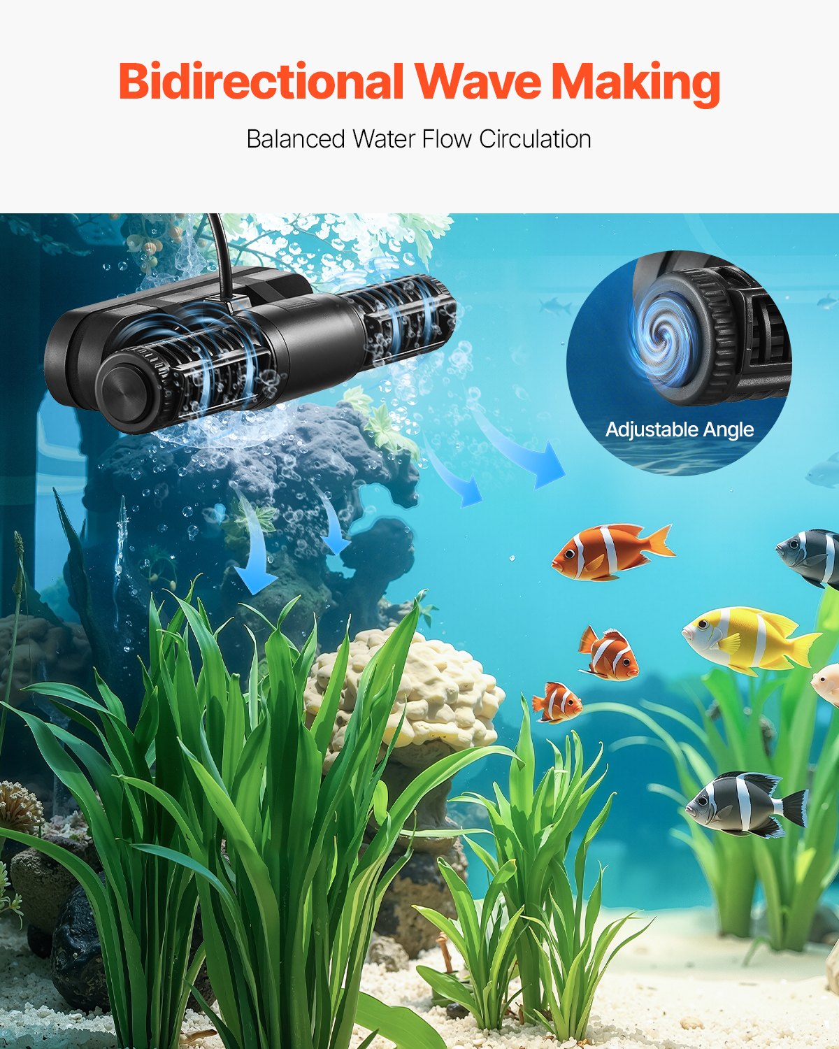 VEVOR Aquarium Wave Machine - 25 W Motor, 360° Rotation