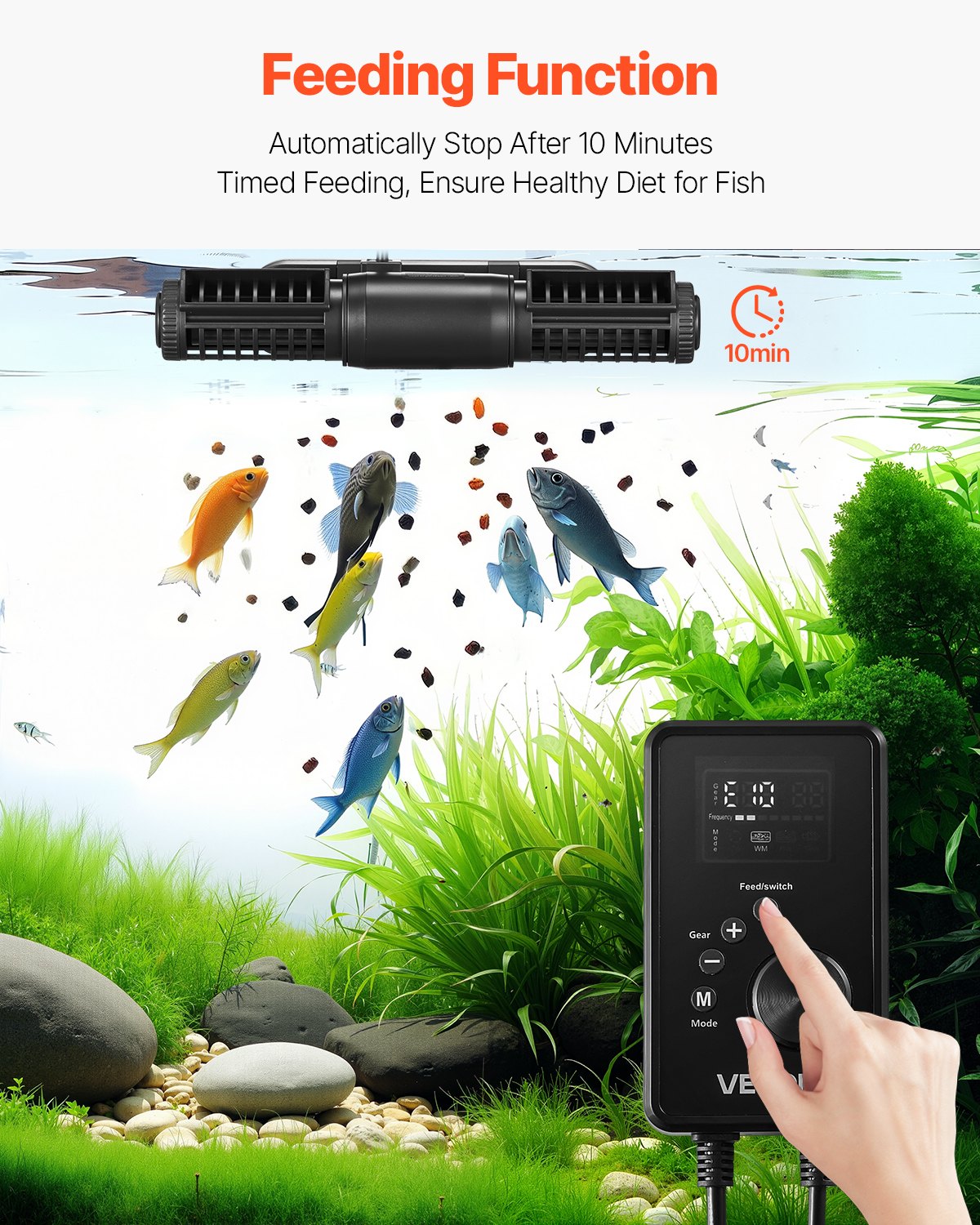 VEVOR Aquarium Wave Machine - 25 W Motor, 360° Rotation