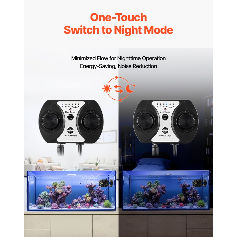 VEVOR Aquarium Wave Maker – 40W, 3963 GPH, 360° Rotation