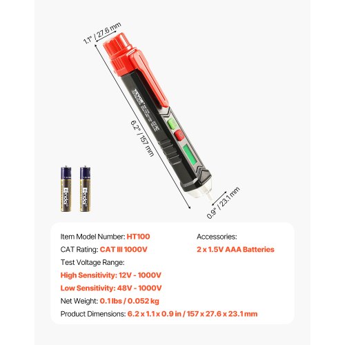 VEVOR Voltage Tester Non-Contact Voltage Tester Pen with Adjustable ...