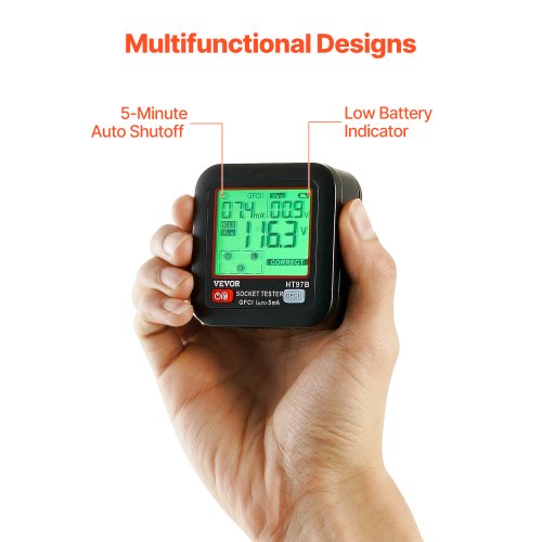 VEVOR Outlet Tester Electrical GFCI Trip Tester LCD Display Receptacle ...
