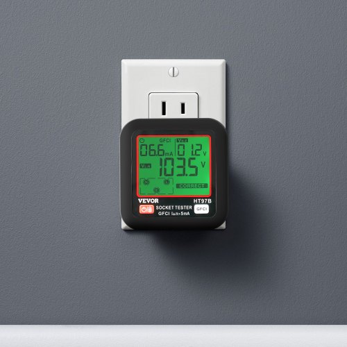 VEVOR Outlet Tester Electrical GFCI Trip Tester LCD Display Receptacle ...