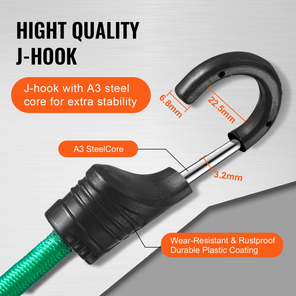 VEVOR Assorted Bungee Cords – 32 Pcs, 8 mm, 4 Clips