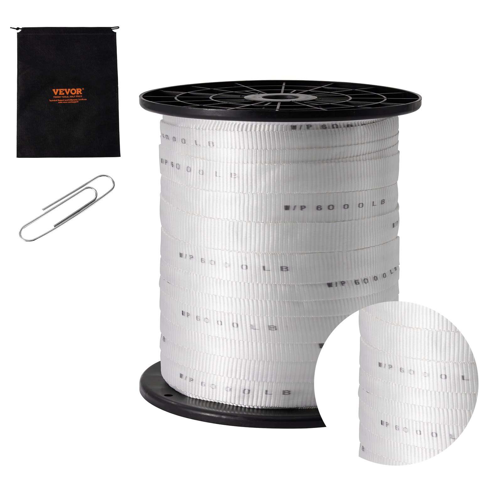 VEVOR Polyester Pull Tape, 1" x 528' Mule Tape Flat Rope, 6000 lbf ...