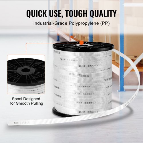 VEVOR Polyester Pull Tape, 5/8" x 630' Mule Tape Flat Rope, 2200 lbf ...