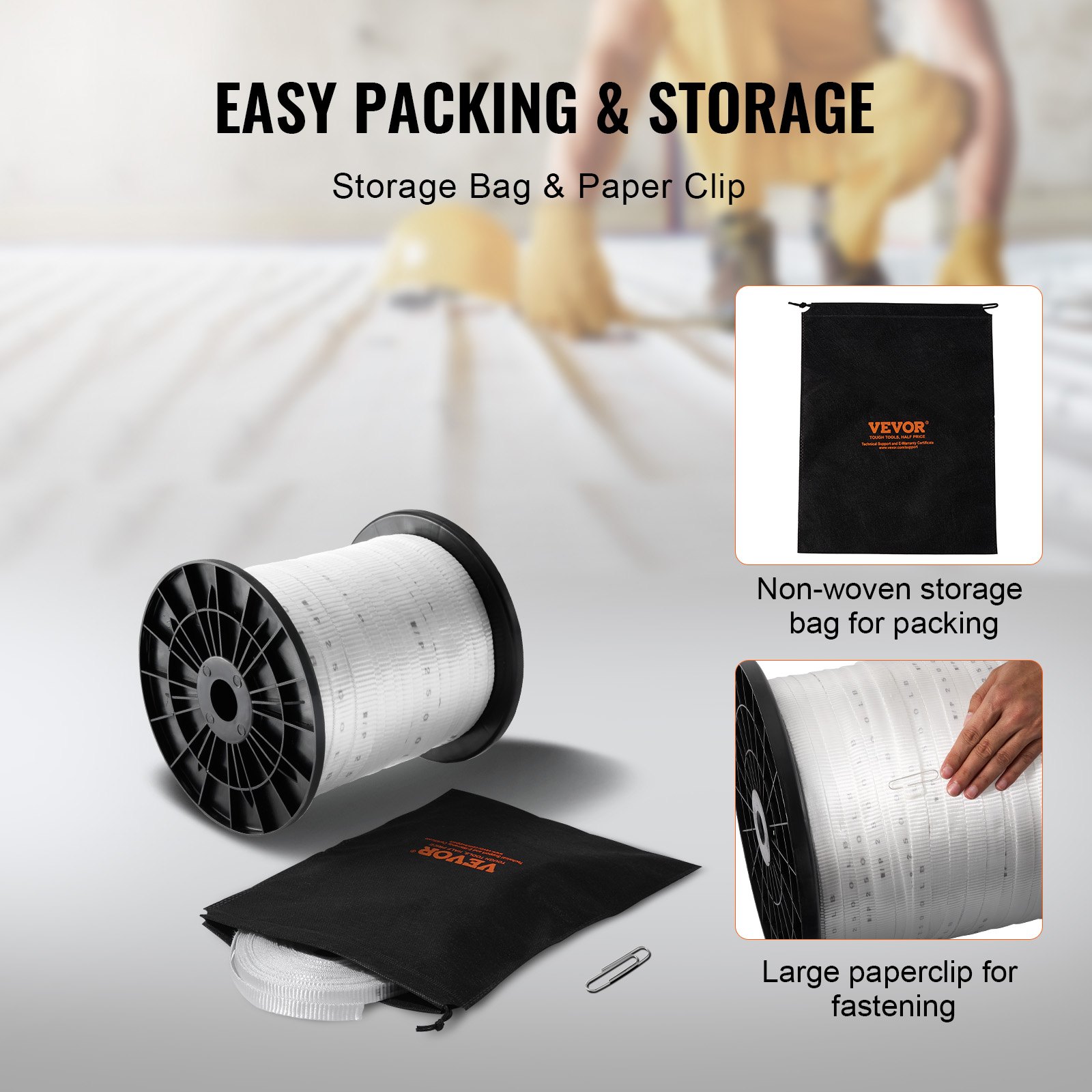 VEVOR Polyester Pull Tape, 3/4" x 318' Mule Tape Flat Rope, 2500 lbf ...