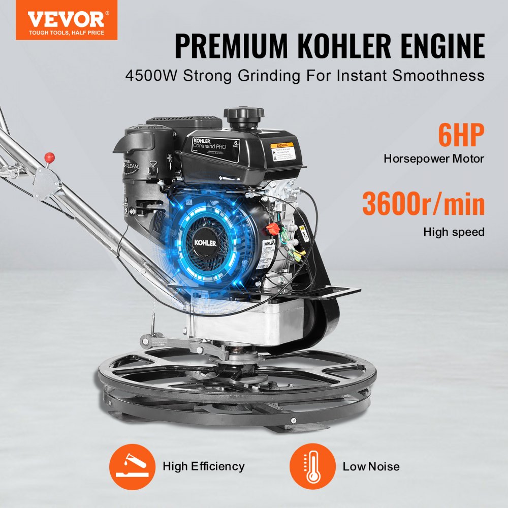 VEVOR Power Walk-Behind Cement Trowel 24” 6HP Gas-Powered with Float ...