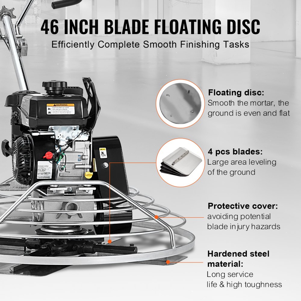 VEVOR Power Walk-Behind Cement Trowel 46” 14HP Gas-Powered with Float ...
