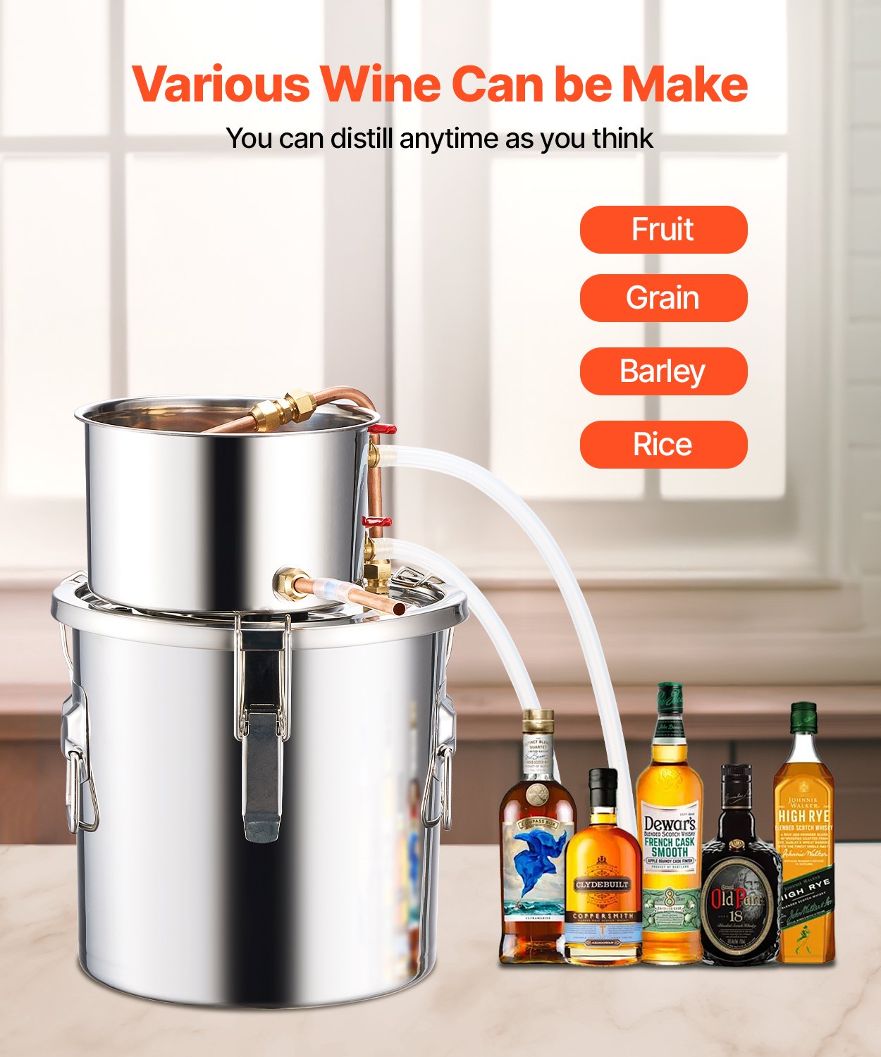 VEVOR Alcohol Distilling Kit – 3 Gal Stainless Steel Still