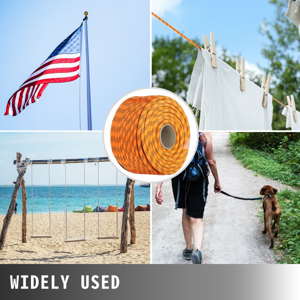 VEVOR 7/16 Inch Double Braid Polyester Rope 200 Feet Nylon Pulling Rope ...