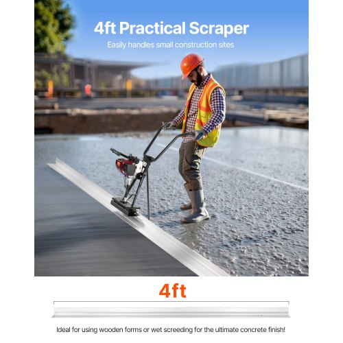 VEVOR Concrete Power Screed, 4 ft Aluminum Board Straight Edge Bar Set ...