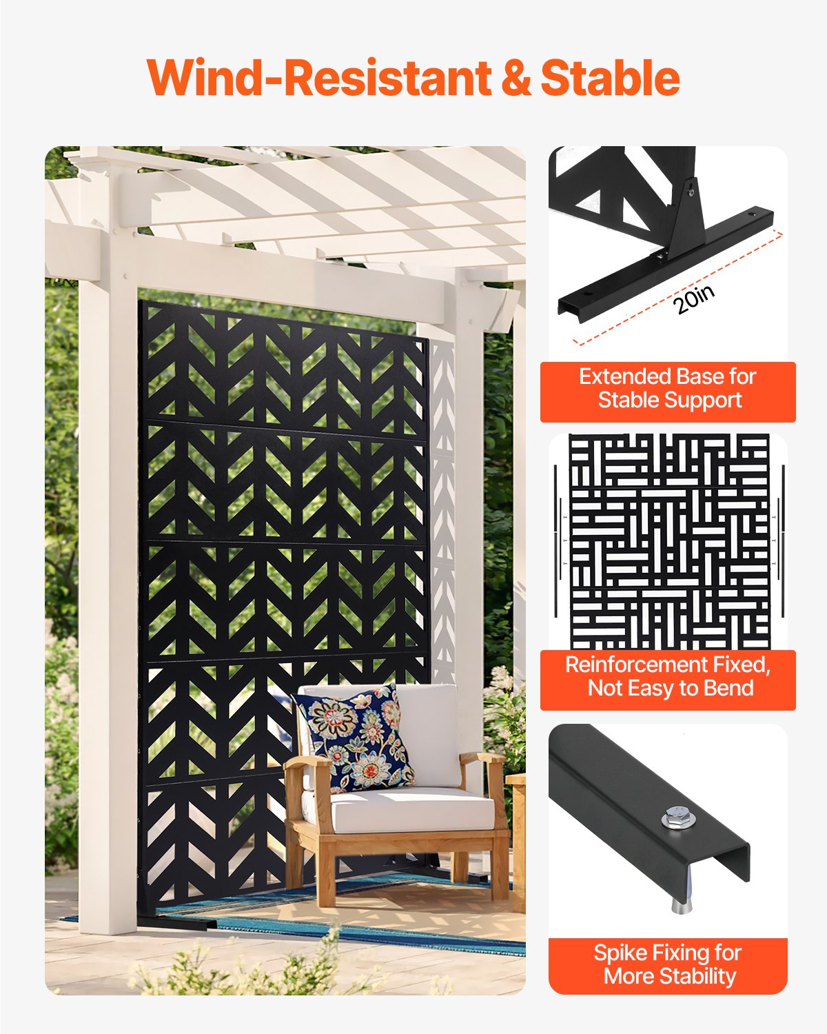 VEVOR Metal Privacy Screen, 47" W x 72" H, Outdoor Privacy Screens 5 ...