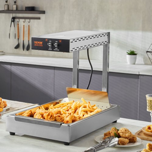 VEVOR French Fry Food Warmer, 750W Commercial Food Heating Lamp ...