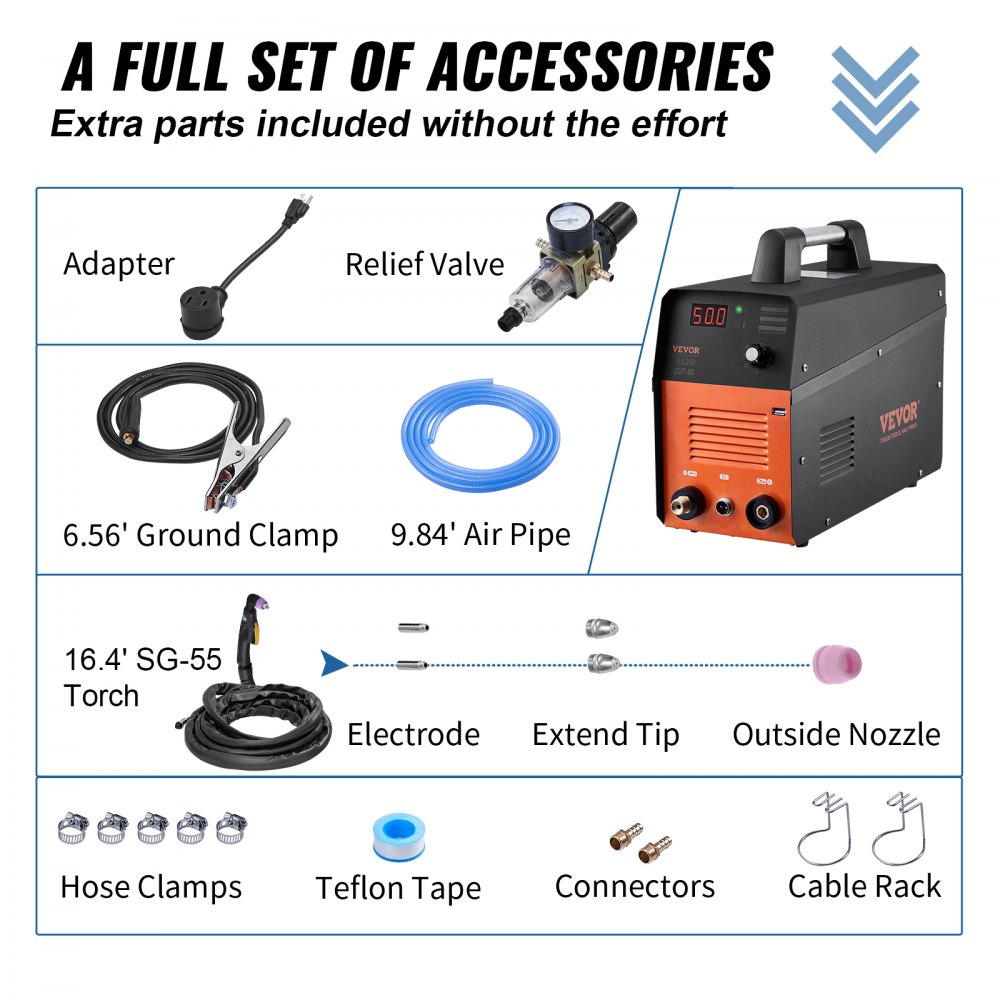 VEVOR Plasma Cutter, 50Amp, Air Cutting Machine with Plasma Torch, 110V ...