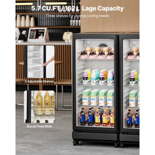 Commercial Merchandiser Refrigerator 5.7 CU.FT Glass Door Beverage ...