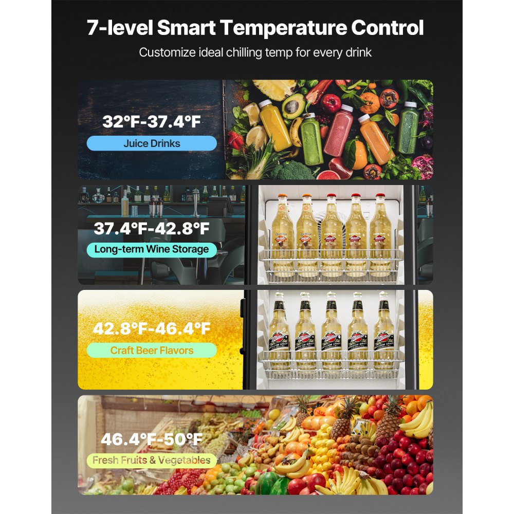 VEVOR Commercial Merchandiser Refrigerator, 8.1 CU.FT Glass Door ...