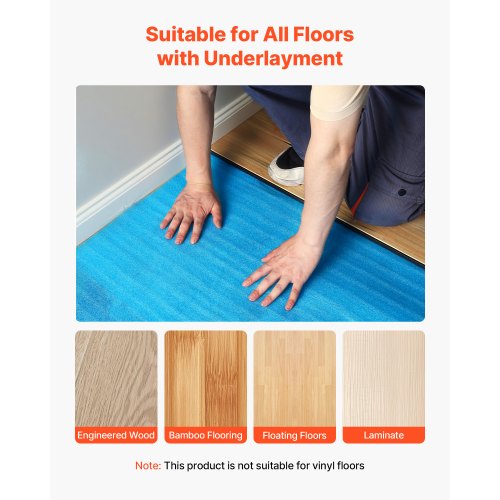 Floor Underlayment 600 sq ft 2mm 3-in-1 Vapor Barrier for Laminate Blue ...
