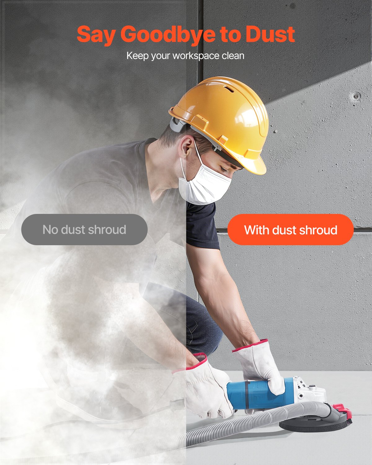 VEVOR Grinding Dust Shroud for Angle Grinder, Universal 4-5 in, Surface ...