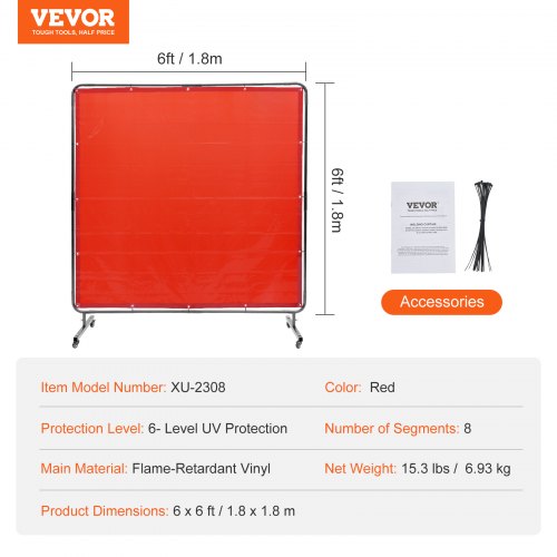 VEVOR Welding Screen with Frame, 6' x 6' Welding Curtain Screen, Flame ...