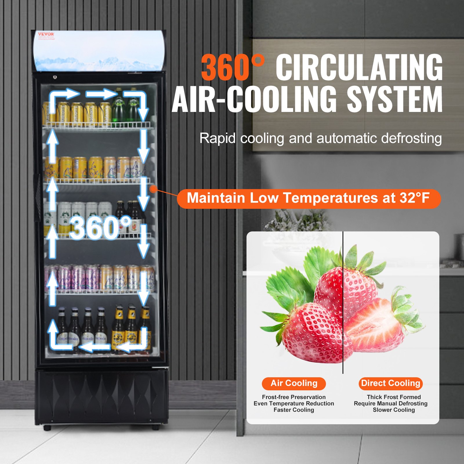VEVOR Commercial Merchandiser Refrigerator, 9.7 Cu.Ft / 275L Beverage ...