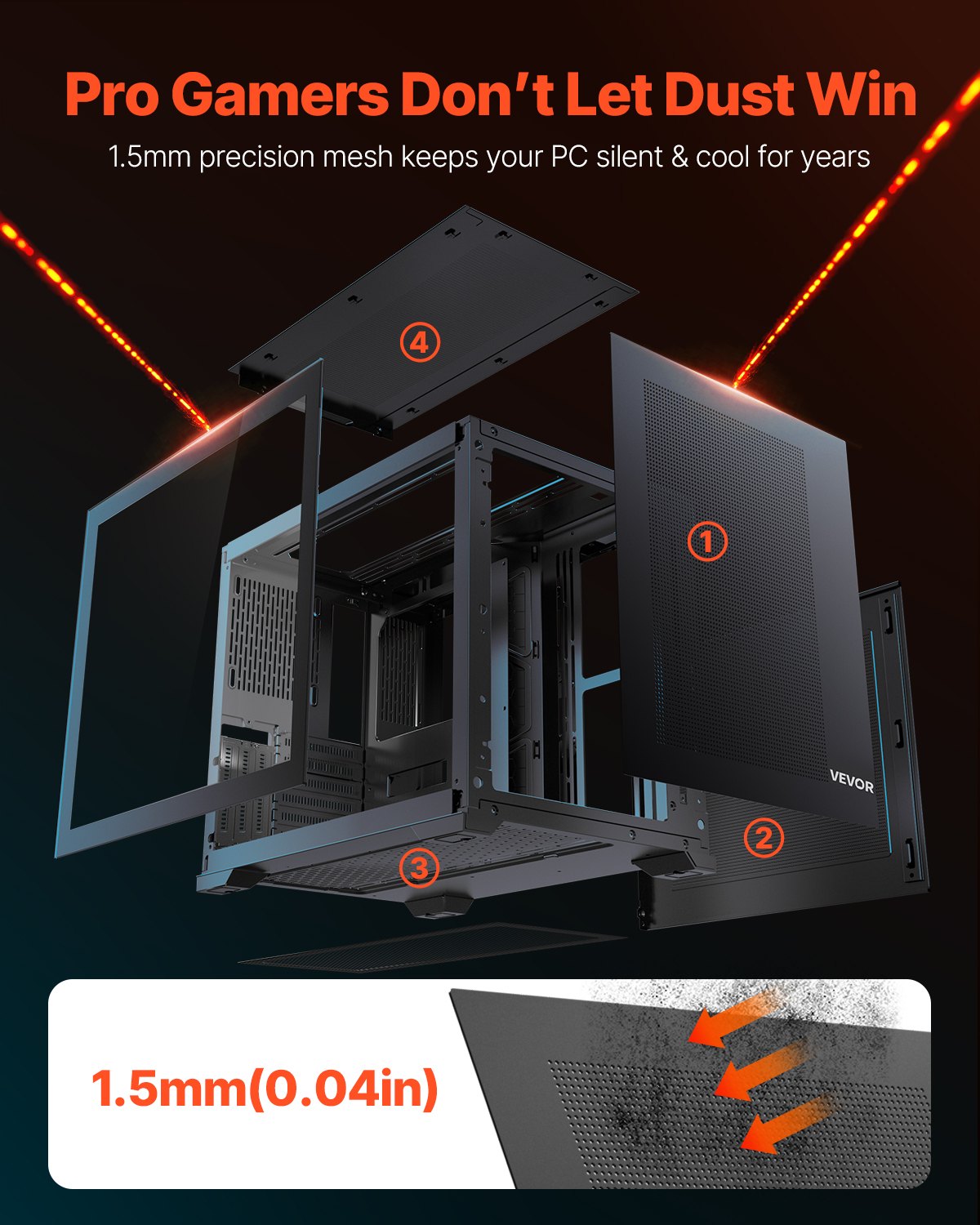 VEVOR Mid-Tower PC Case, Dual Chamber, Gaming Computer Case with ...
