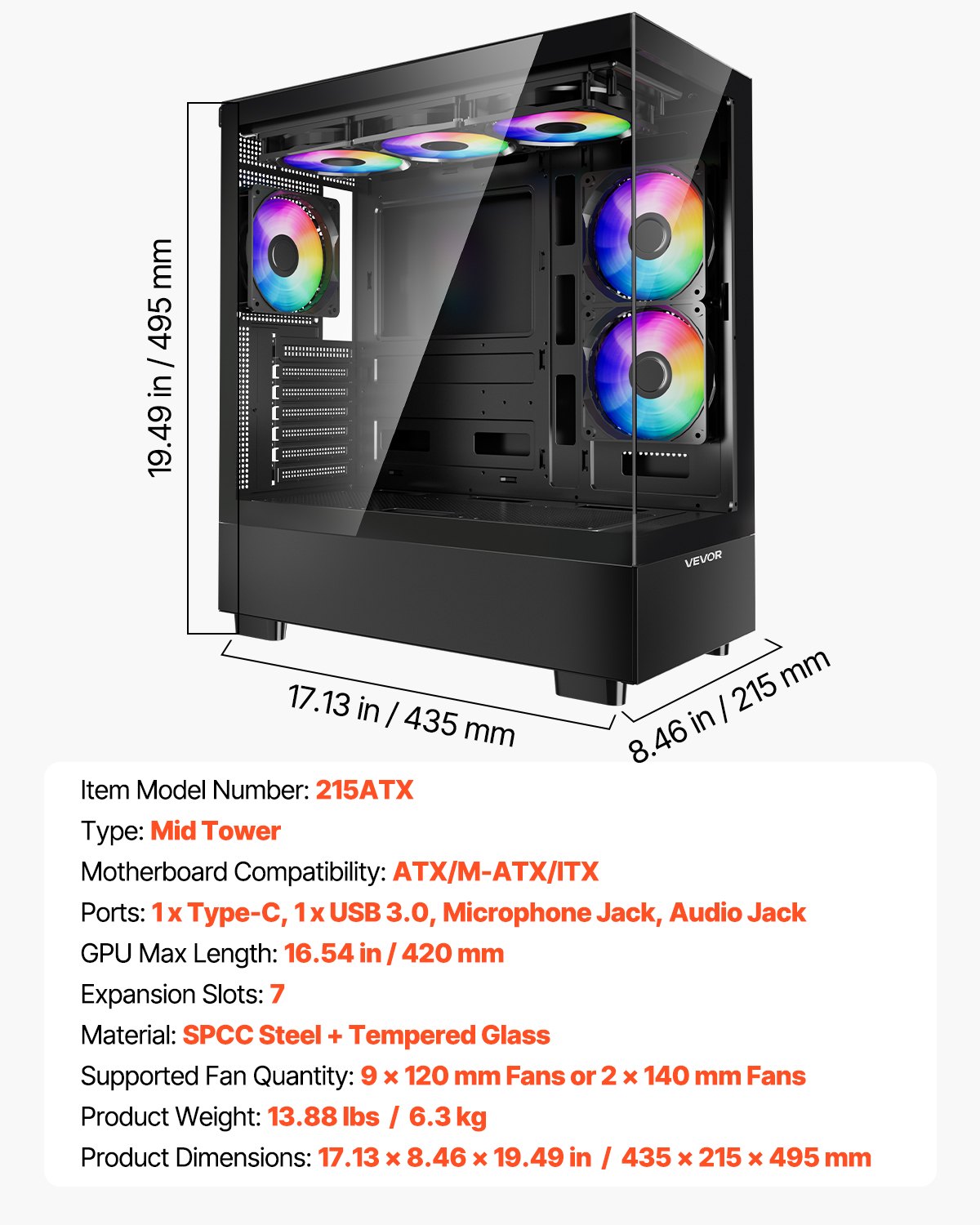 VEVOR Tempered Glass PC Case — Cool, Stylish, & Spacious