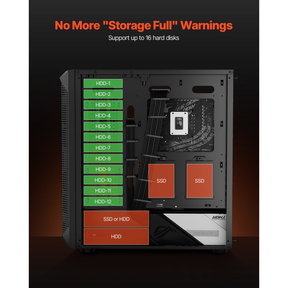 VEVOR Computer Case Mid – 4×120mm Fans, ATX Tower, 270mm