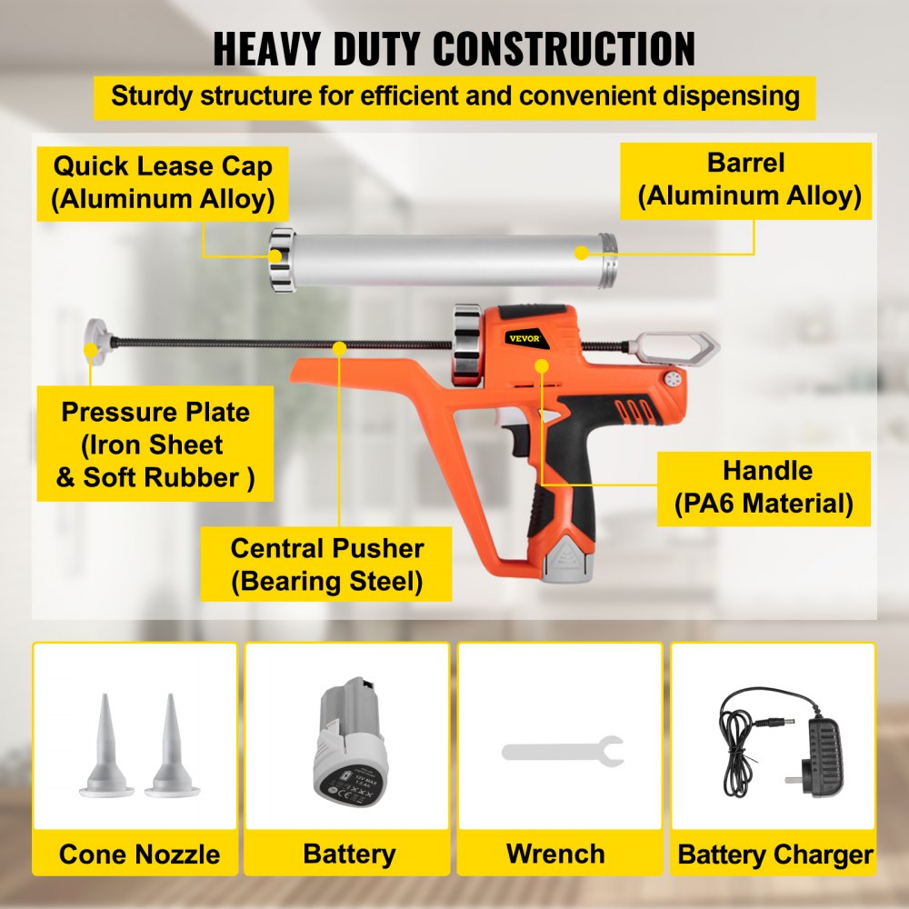 VEVOR Sausage Caulking Gun 10/20-Ounce Electric Caulking Gun Aluminum ...