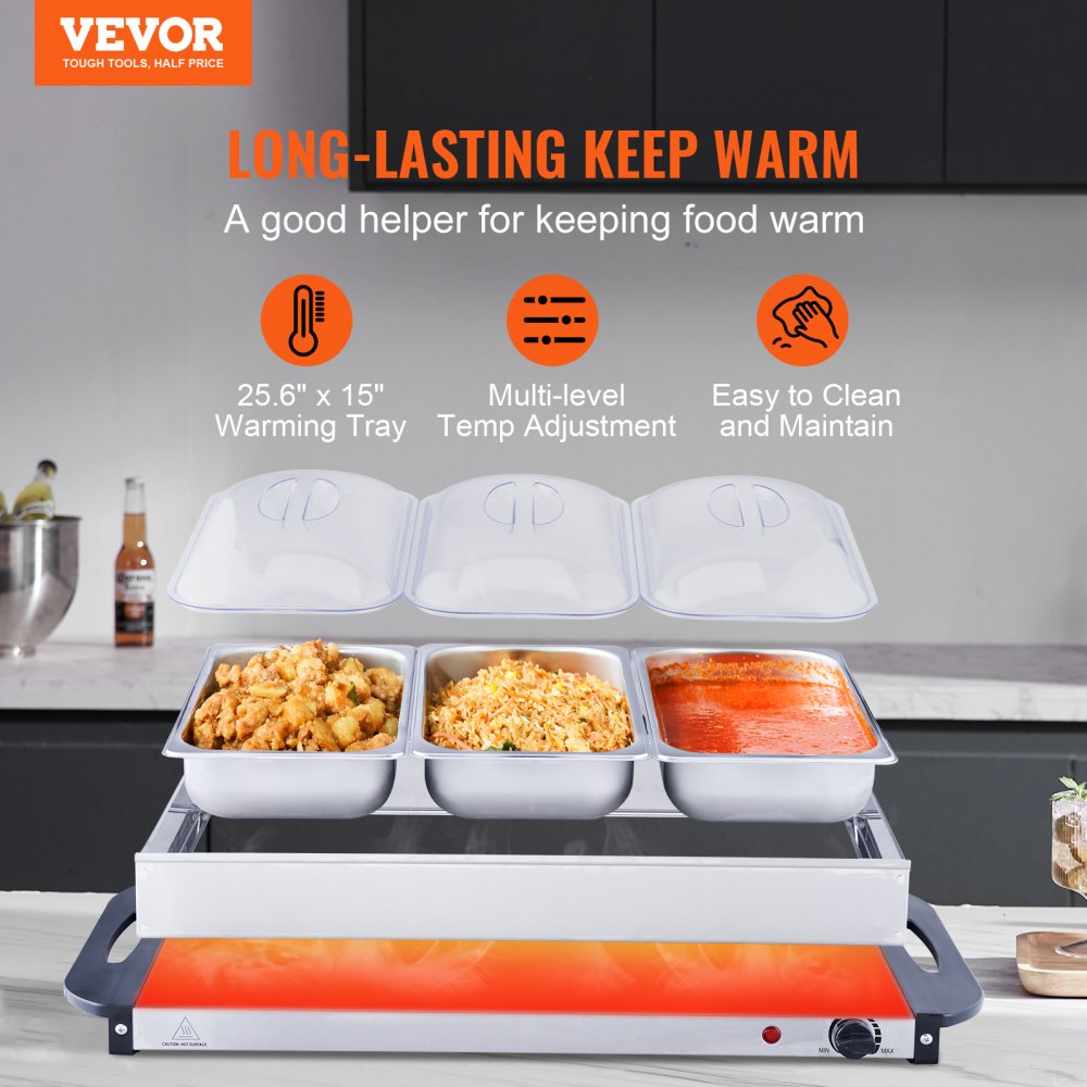 VEVOR Electric Buffet Server & Food Warmer, 25.6" x 15" Portable ...