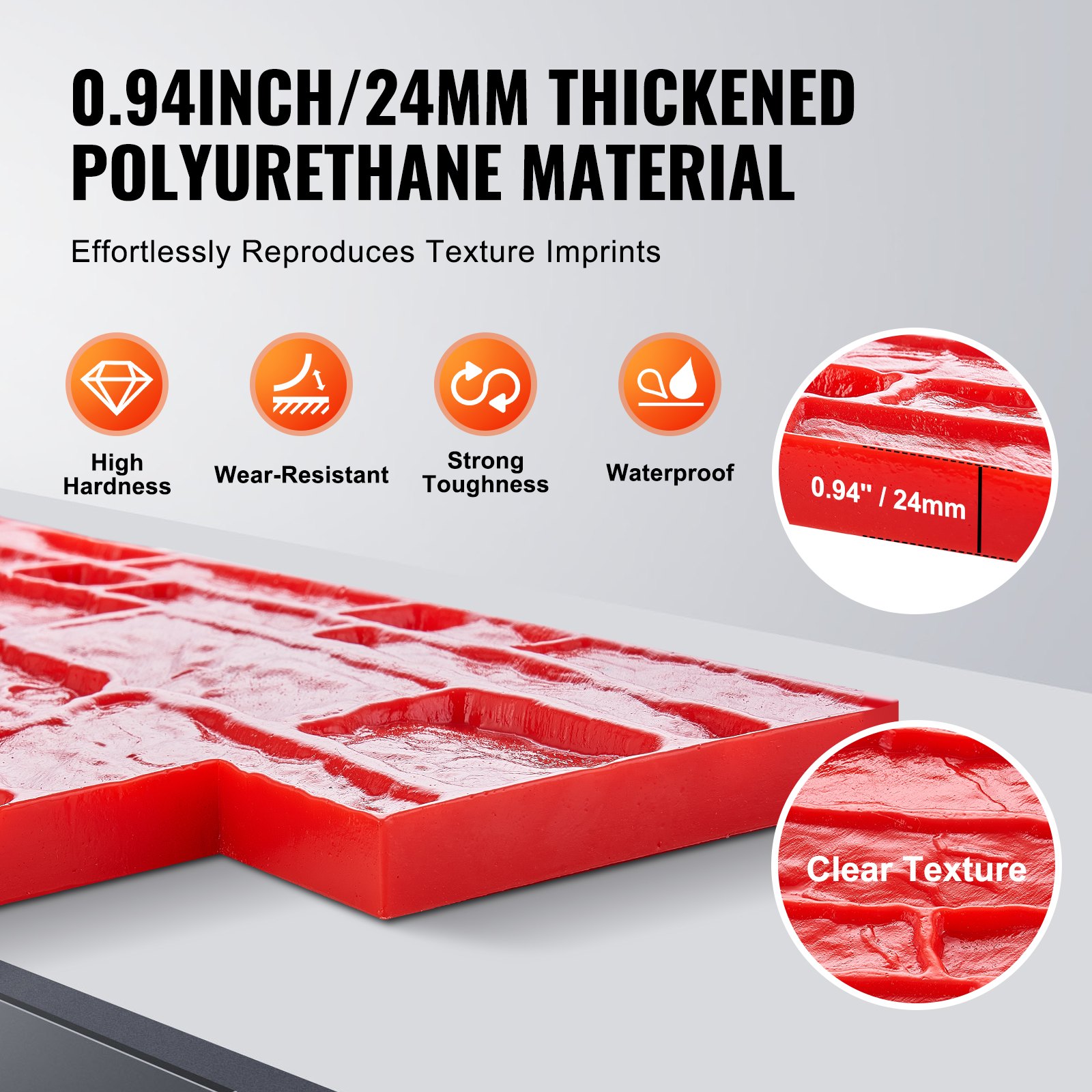 VEVOR Concrete Stamps Mat 28 x 12 in Texturing Skin Polyurethane Stamp ...