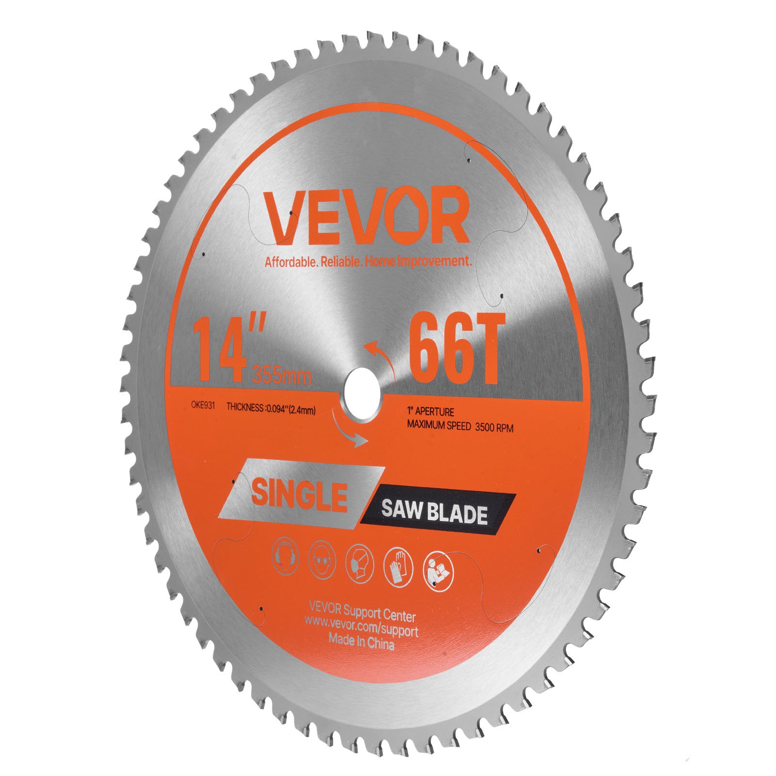 VEVOR Circular Saw Blade, 355 mm Diameter, 66 Sharp Alloy Teeth, 25.4 ...